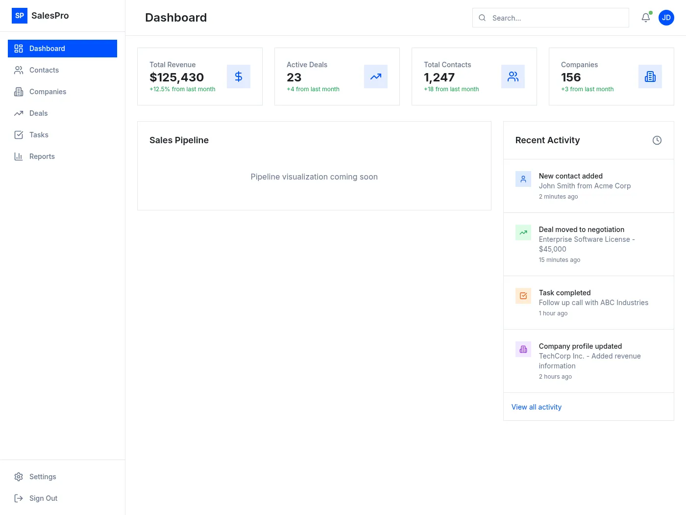 SalesPro CRM Platform