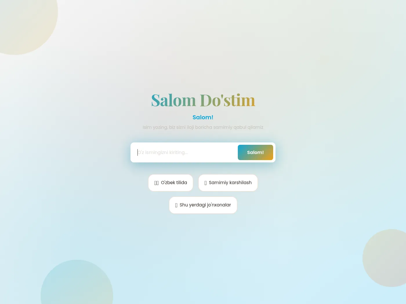 Salom Do'stim Greeting App