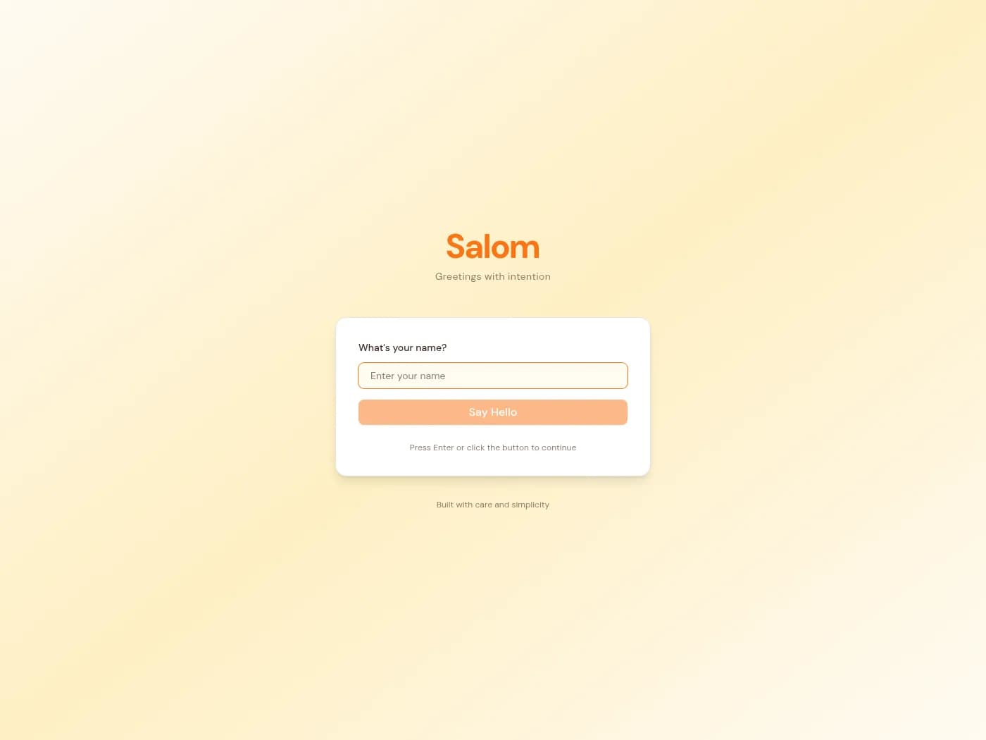 Salom: Minimal Greeting App