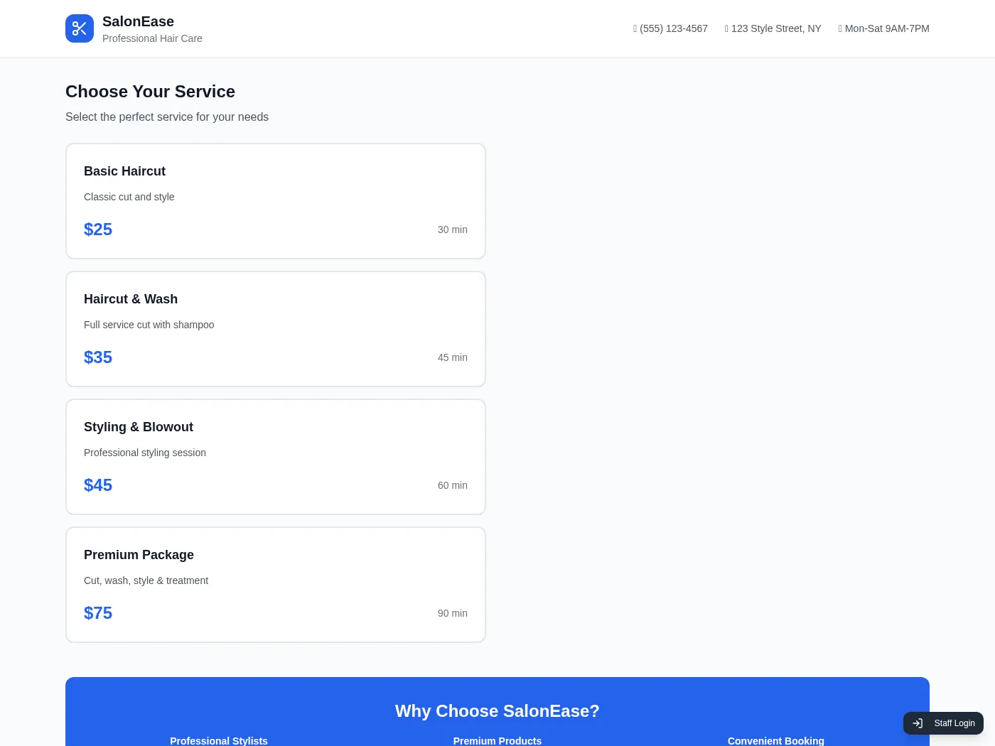 SY-Salon: Modern Haircut Salon Booking Platform