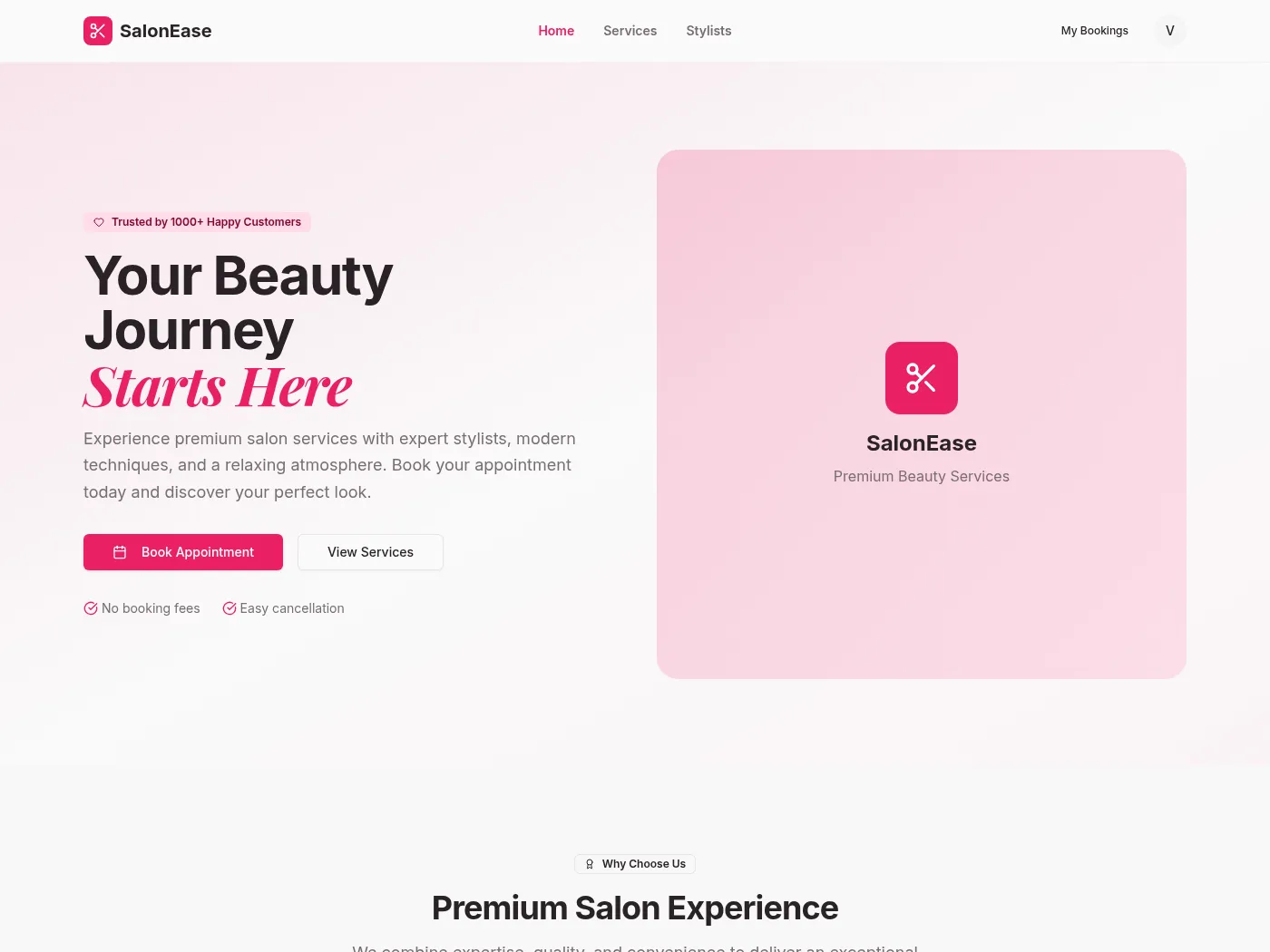 SalonEase: Modern Salon Booking Web Application
