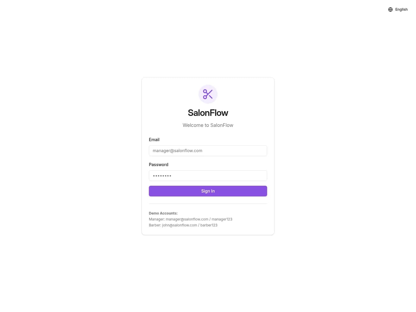 SalonFlow - Role-Based Salon Management Dashboard with Multi-Language Support