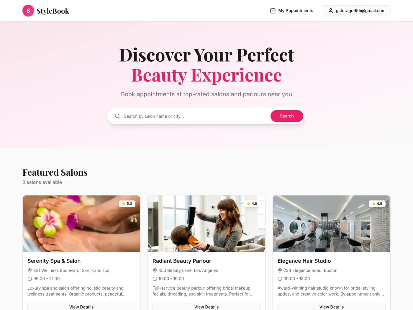 Saloon & Parlour Booking Platform