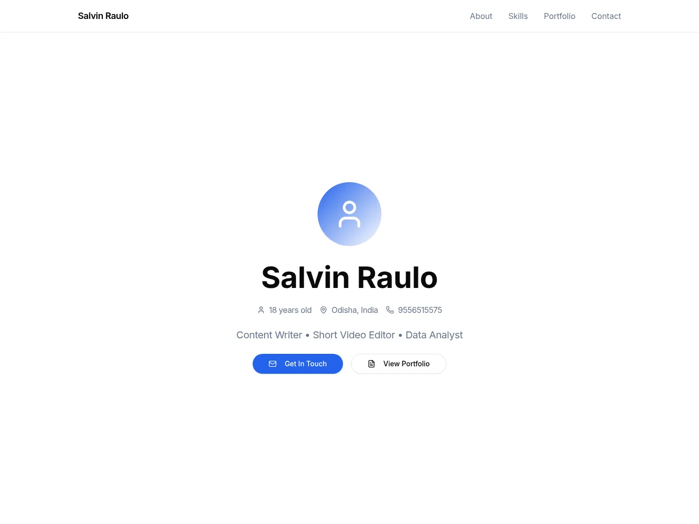 Salvin Raulo Personal Portfolio Web App