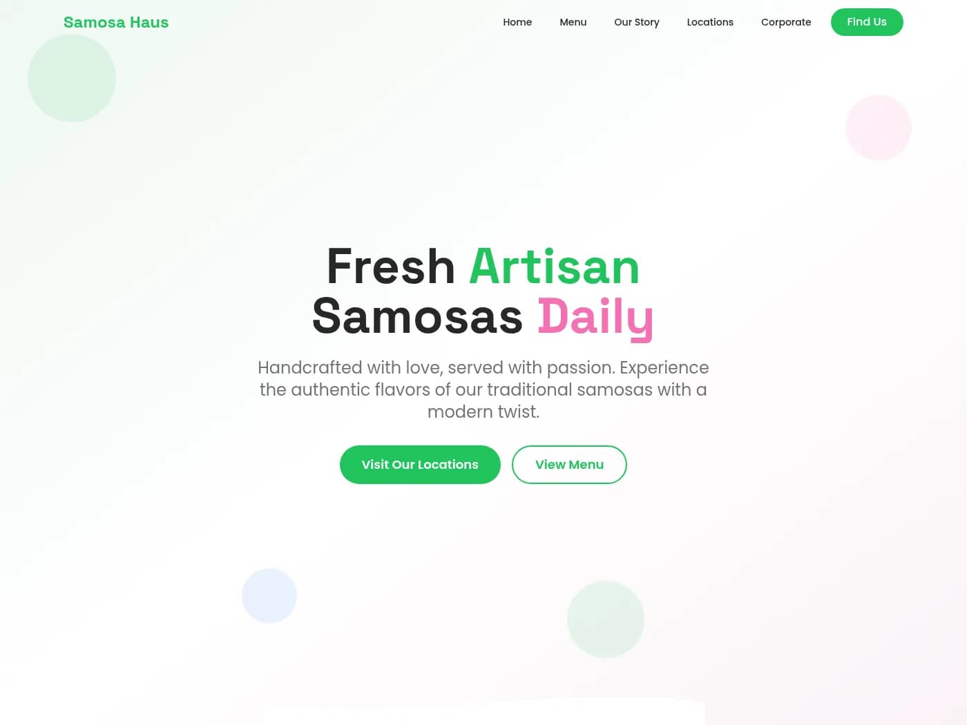 Samosa Haus Website Redesign with Playful Graphics