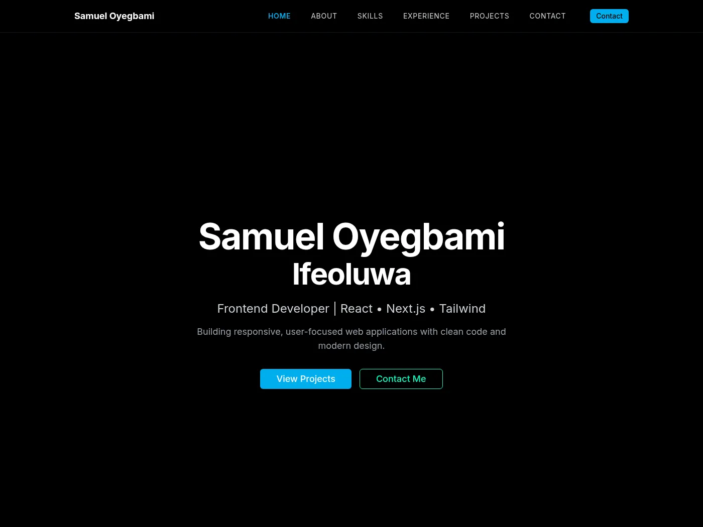 Samuel Oyegbami – Modern Minimal Frontend Developer Portfolio