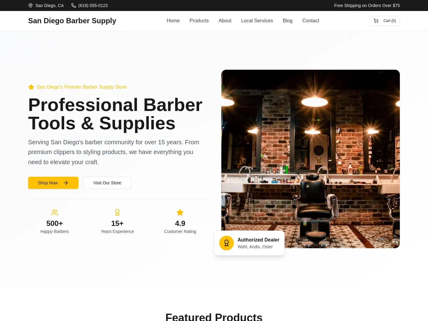 San Diego Barber Supply Shopify Website
