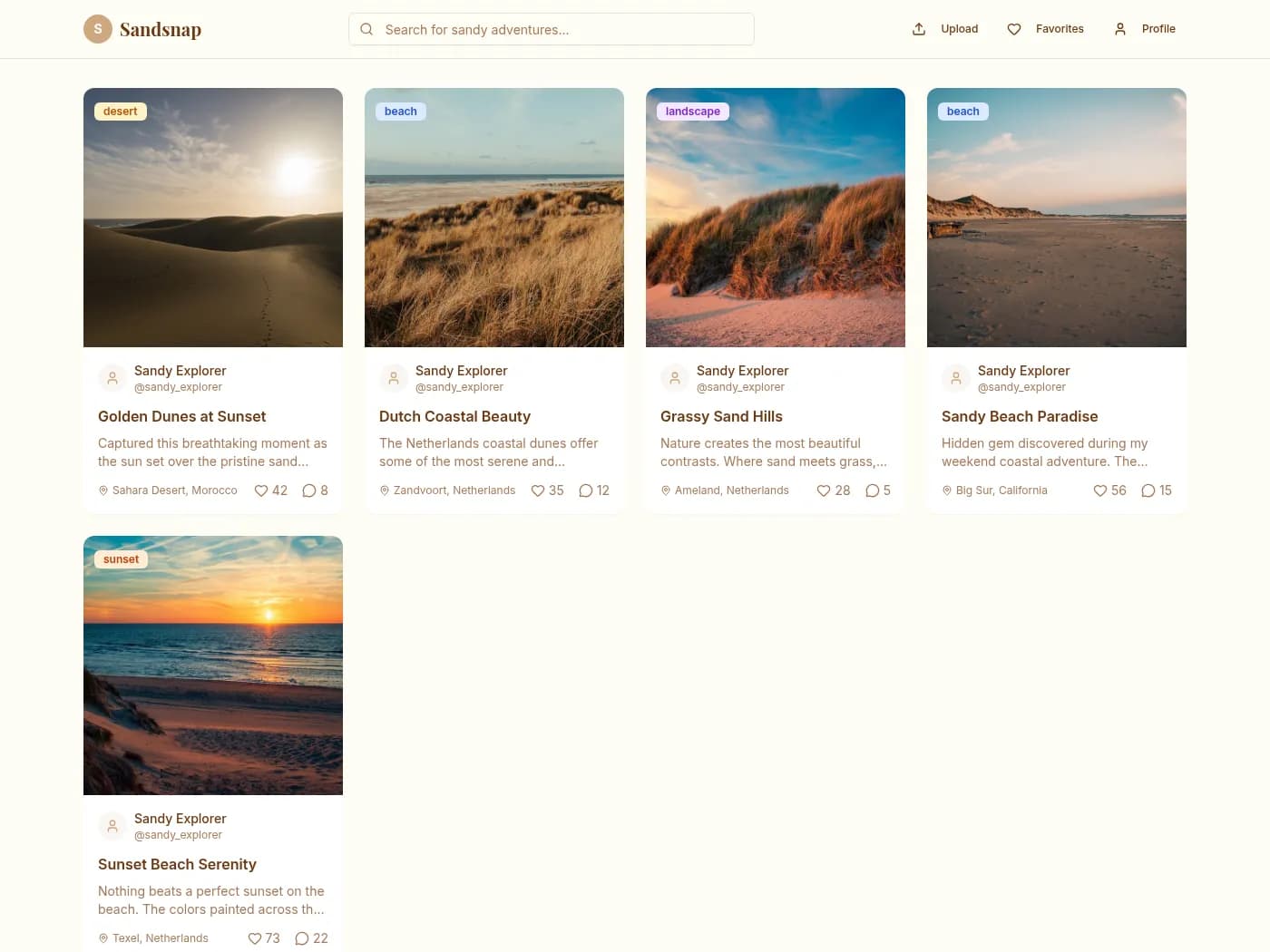 Sandsnap Website Clone