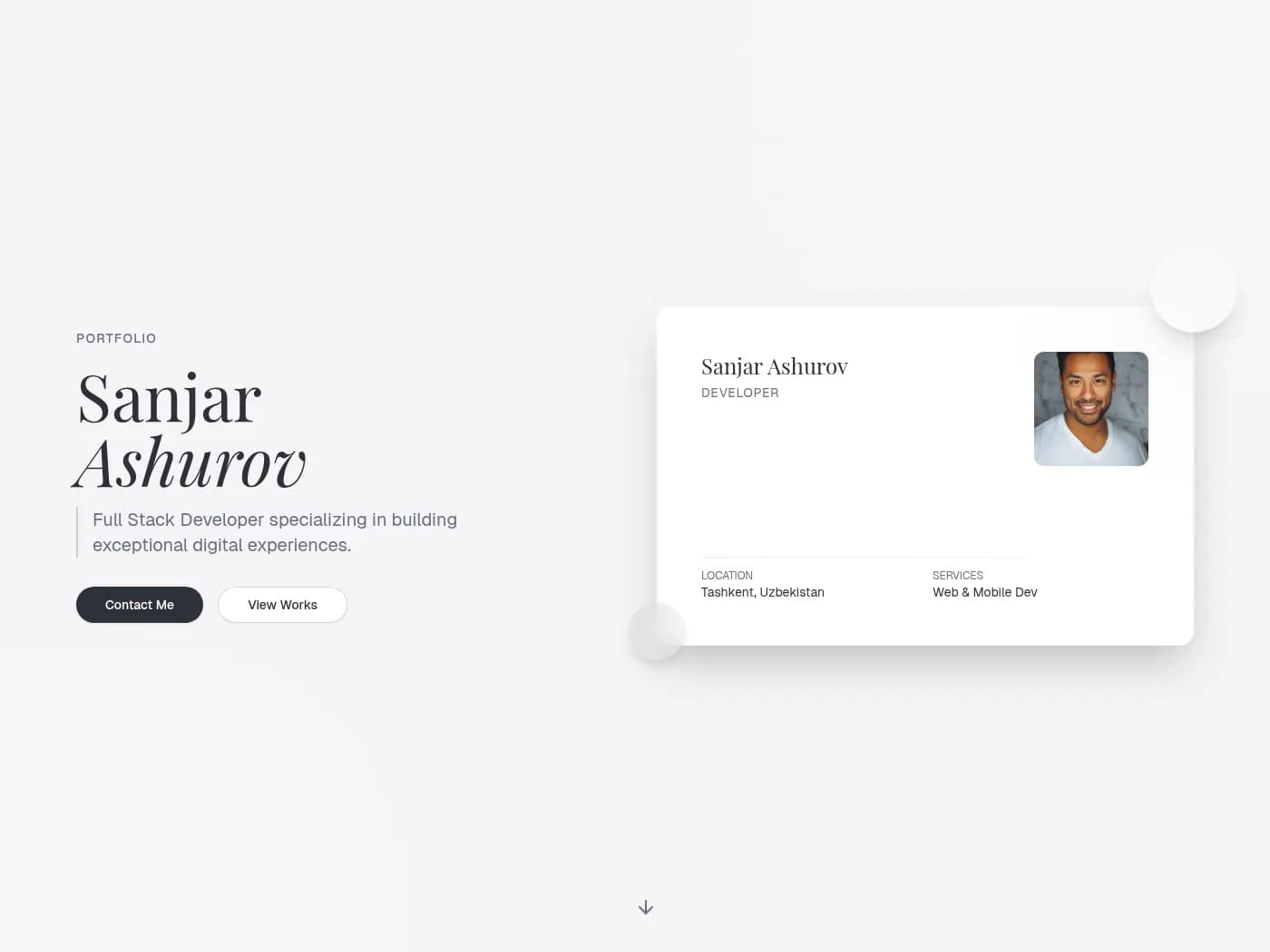 Sanjar Ashurov’s Personal Portfolio Website