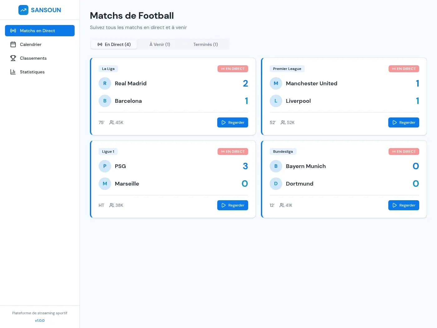 Sansoun: Blue-Themed Streaming Platform for Films, Series, and TV with Subtitles