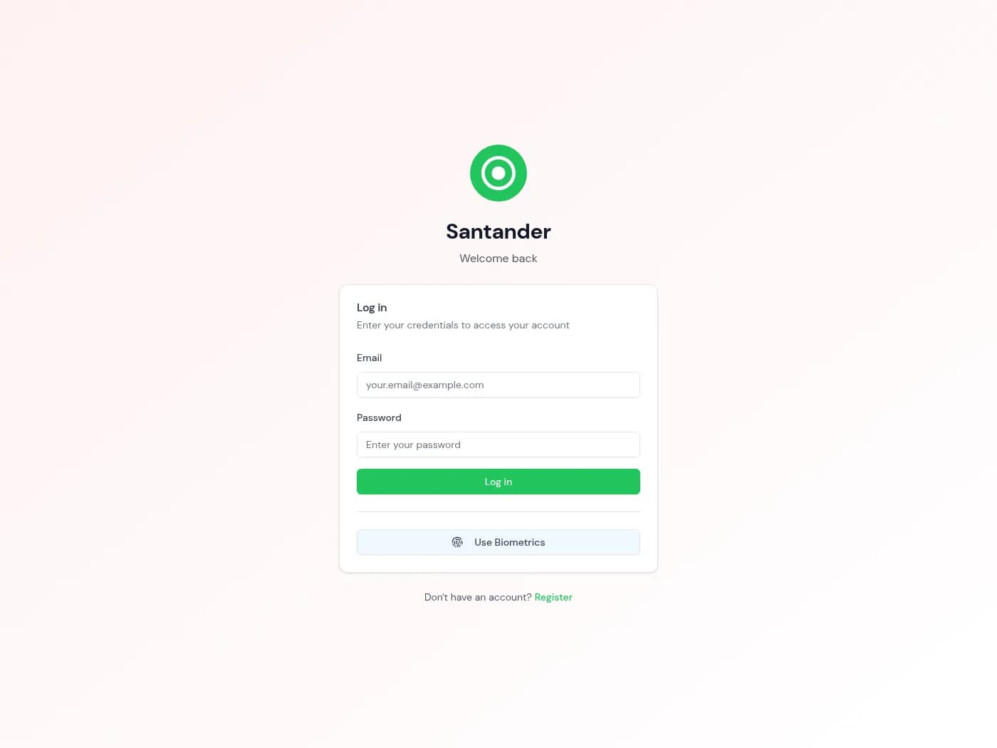 Santander Web Visual Replica
