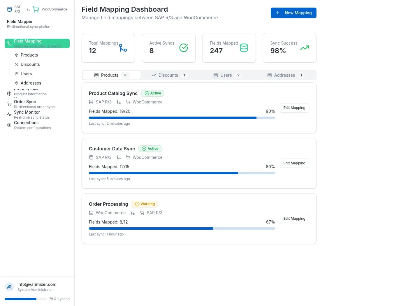 SAP R/3 and WooCommerce Field Mapper