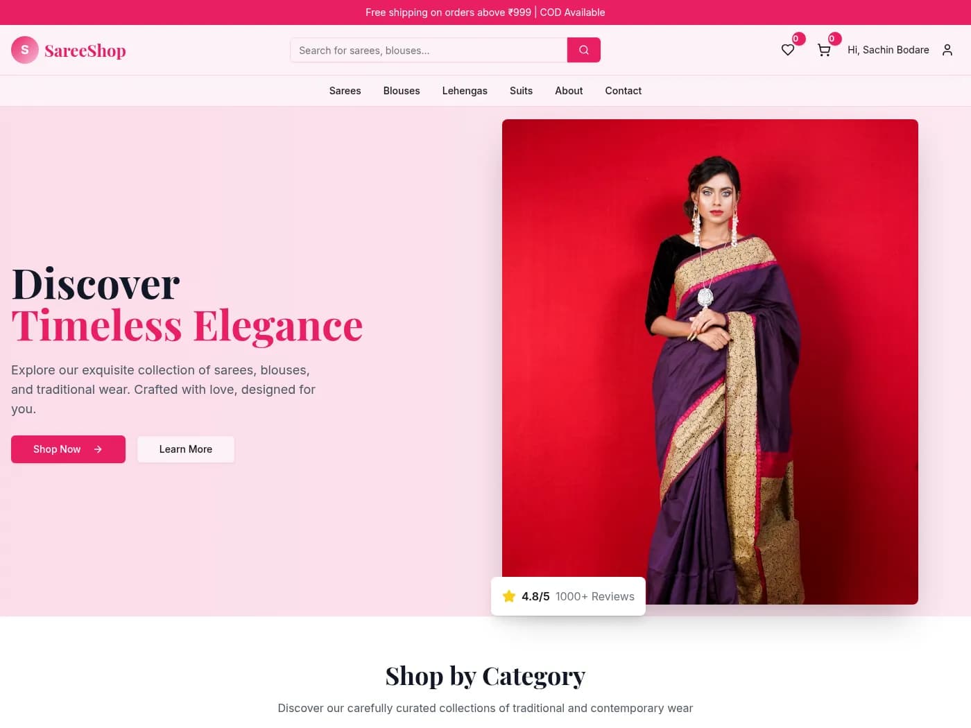 Saree & Clothing E-Commerce Platform (MERN, Razorpay, Admin, SEO, Secure)