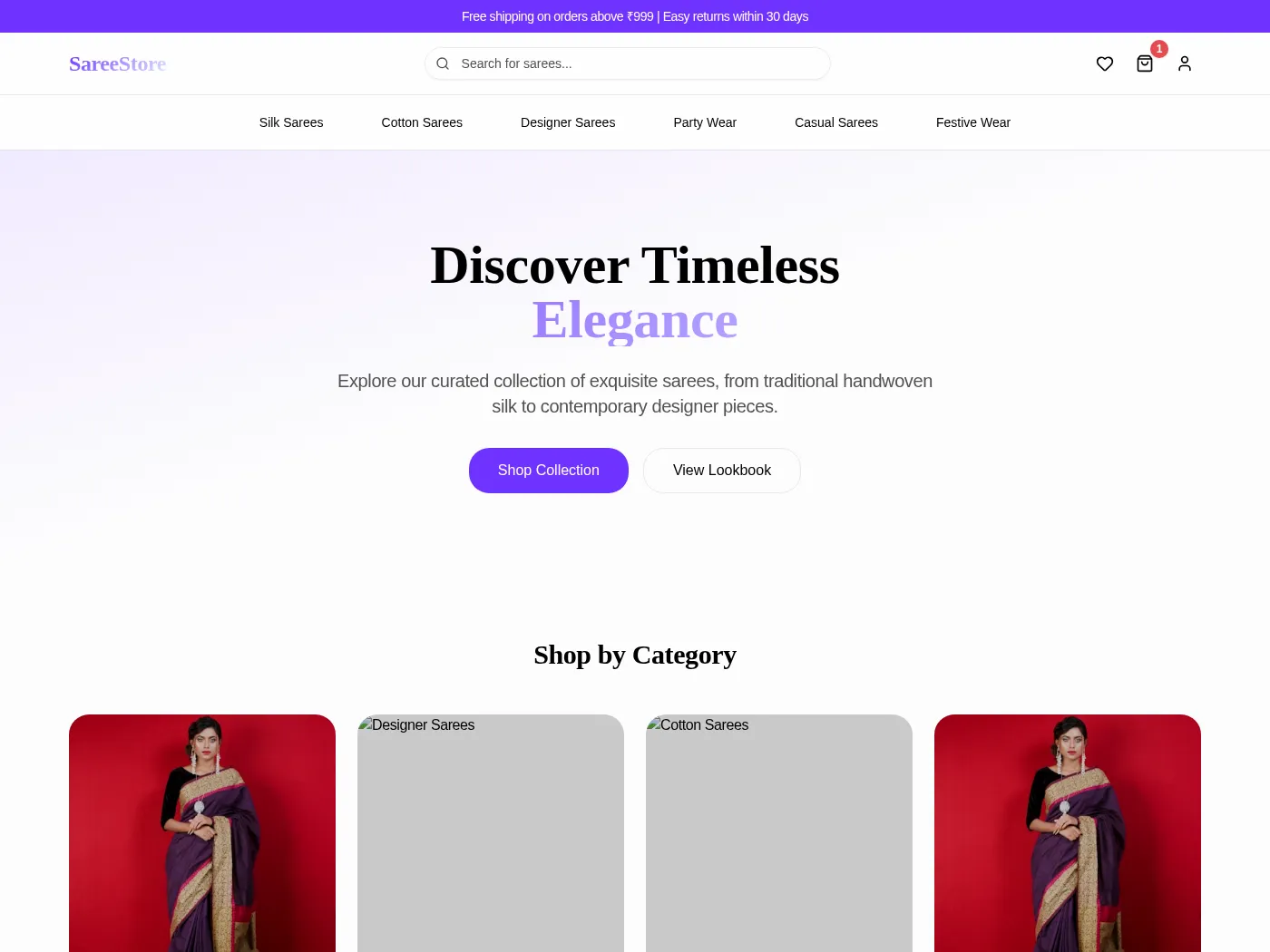 SareeStore: Modern E-Commerce Platform for Sarees