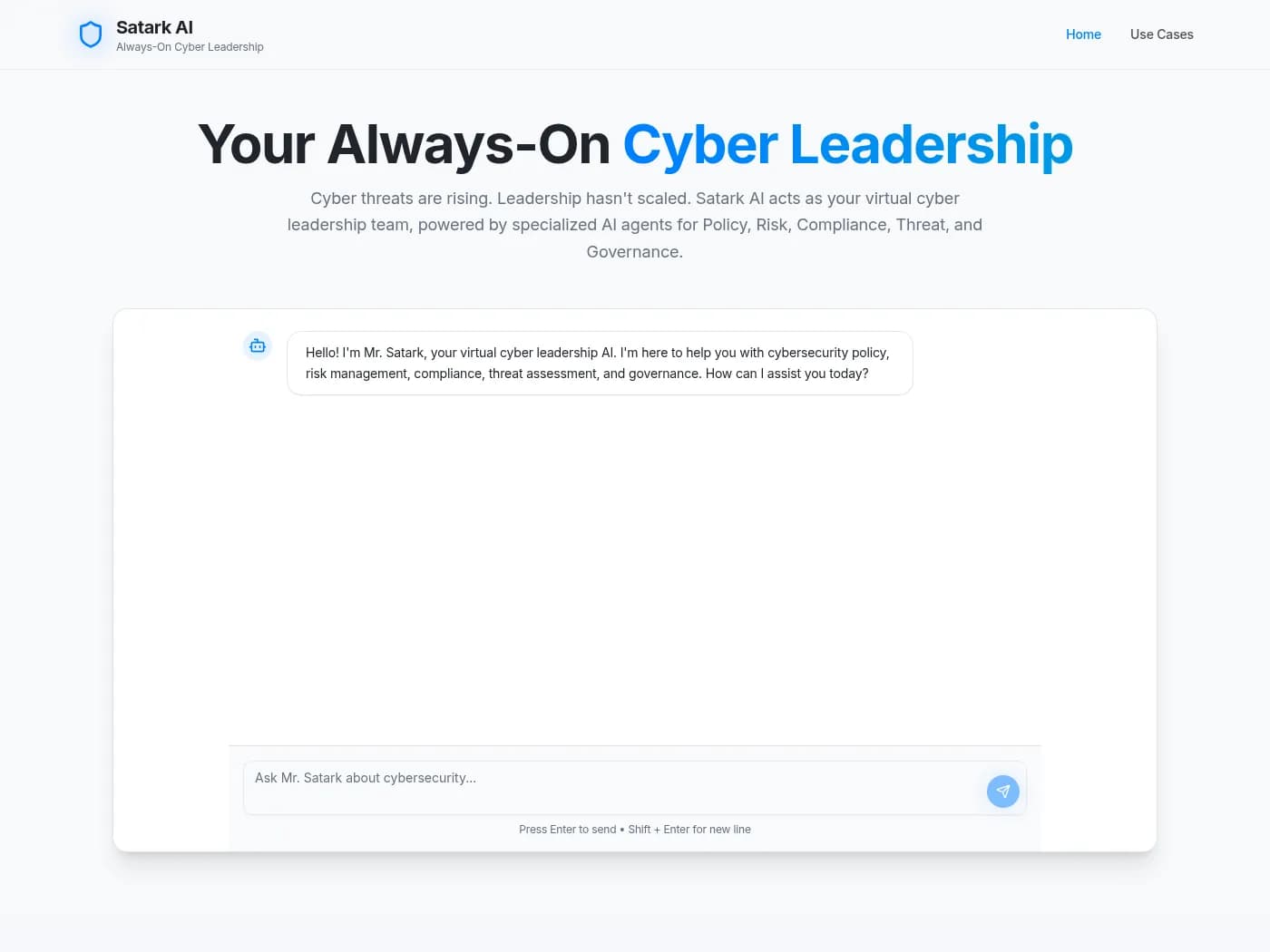 Satark AI - Borderless Fluid Cyber Leadership Website