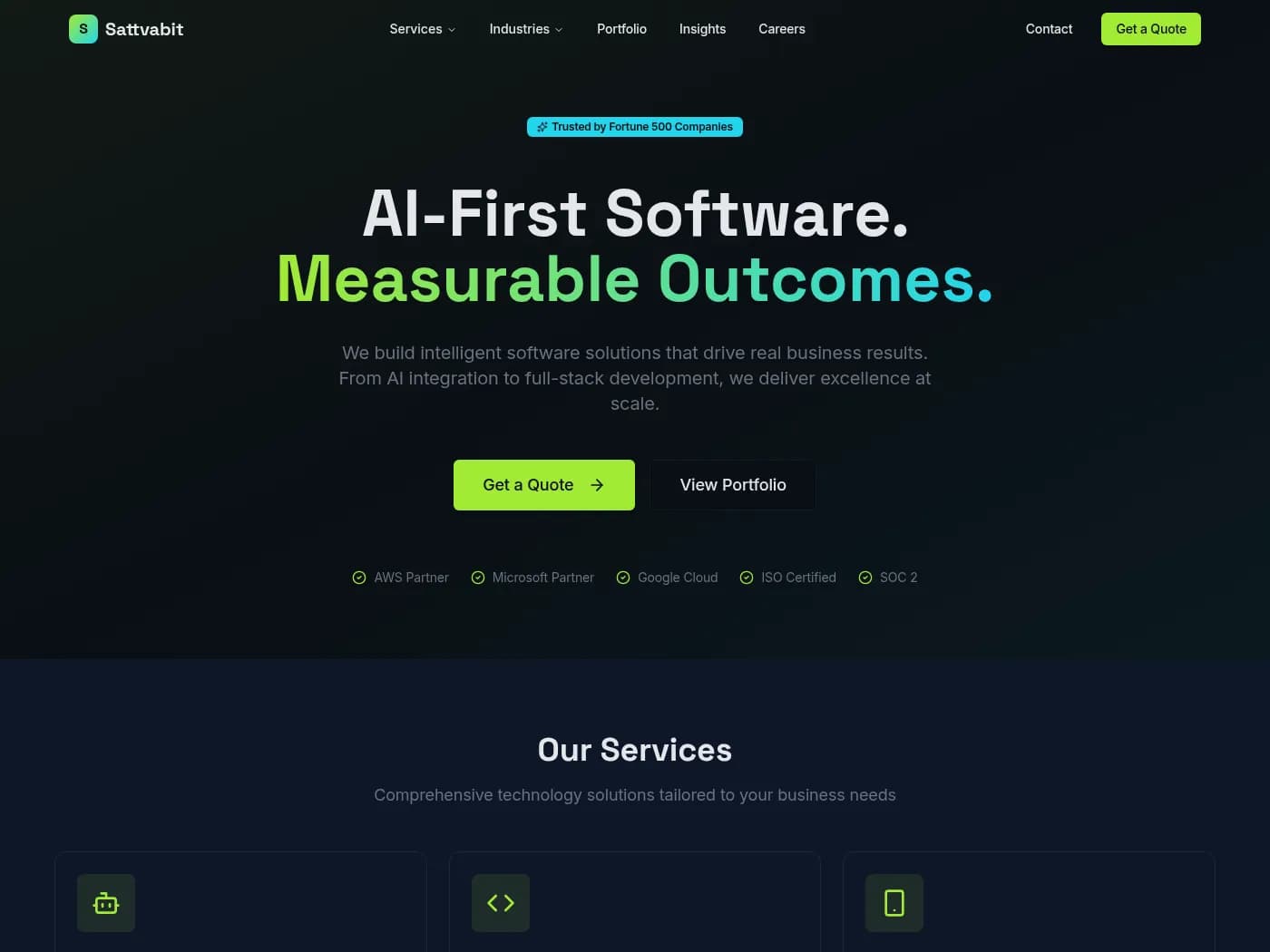 Sattvabit Next-Gen Corporate Website: AI-First, Fully Modular, Dark Theme, & SEO-Driven