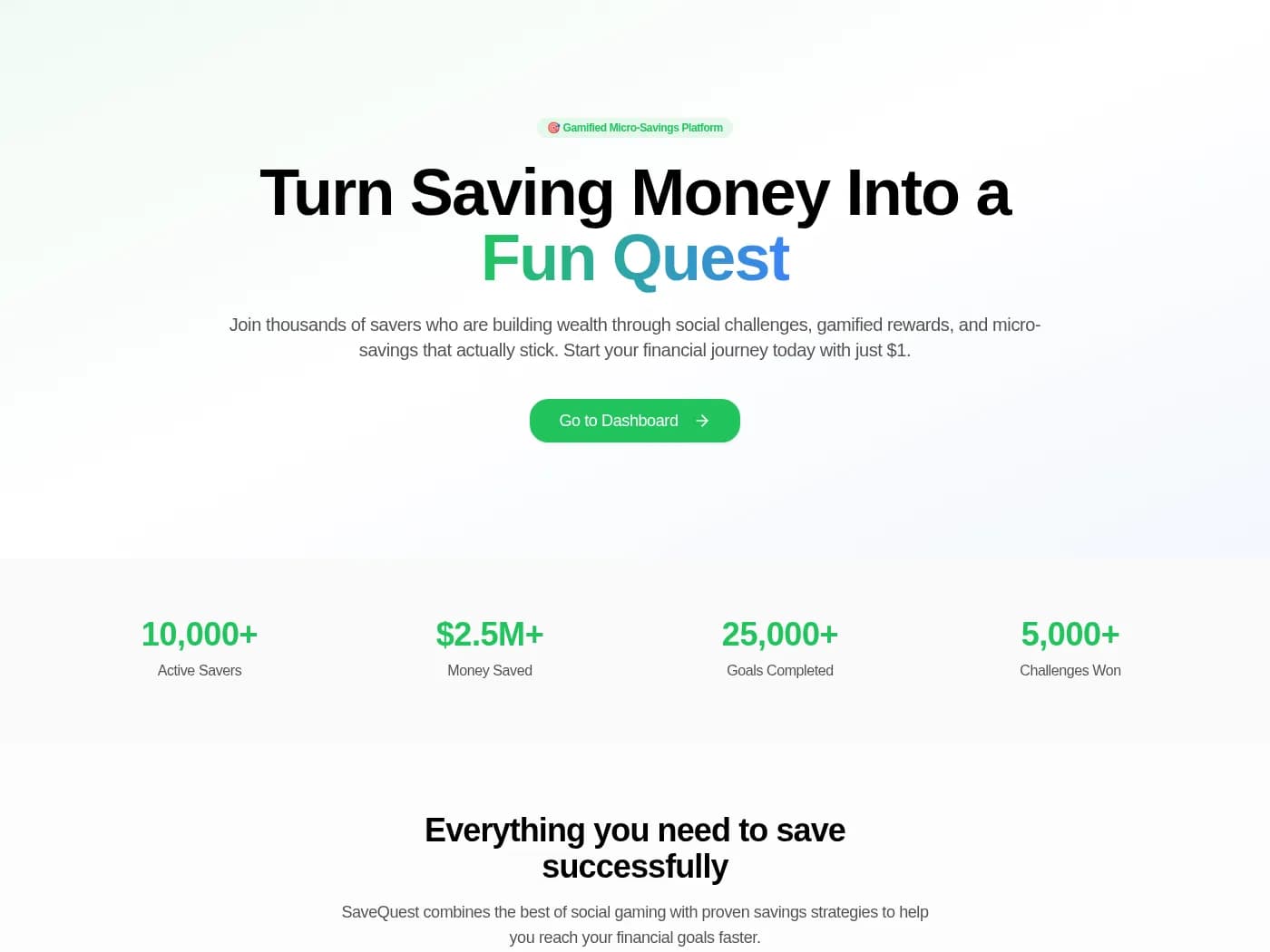 SaveQuest: Micro-Savings Challenge MVP Platform