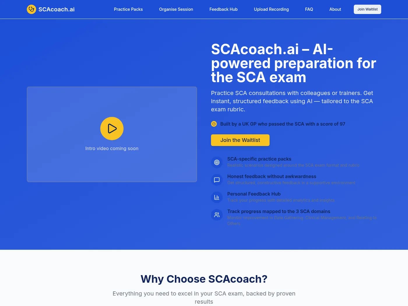 SCAcoach – AI-Powered GP SCA Exam Preparation Website