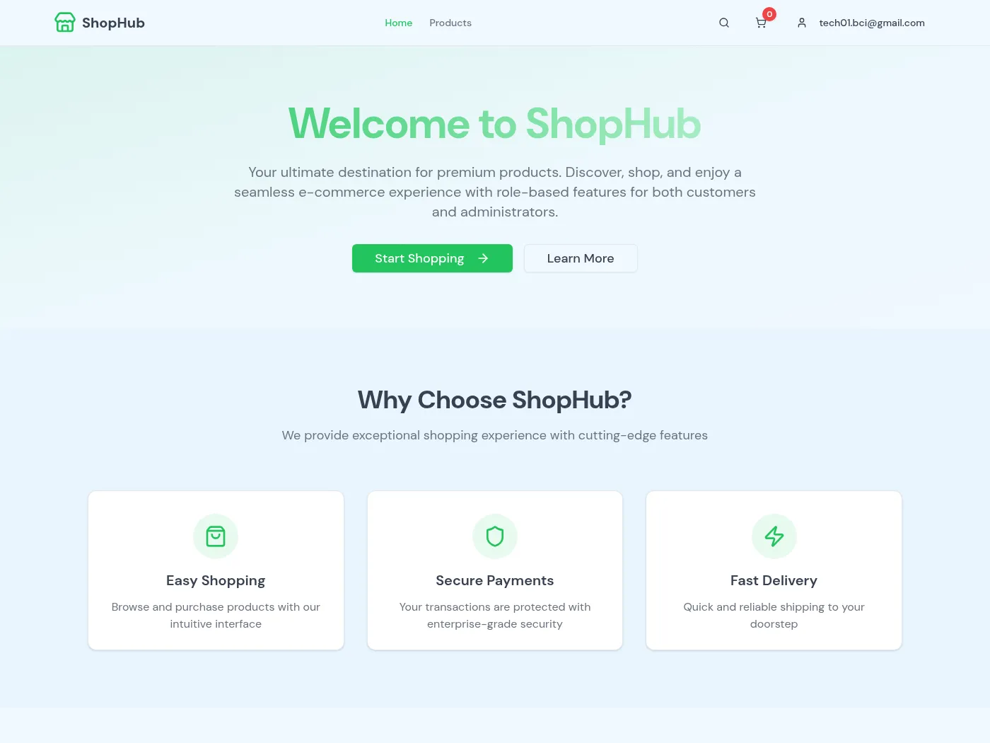 Scalable E-Commerce Platform with Role-Based Admin and User Dashboards