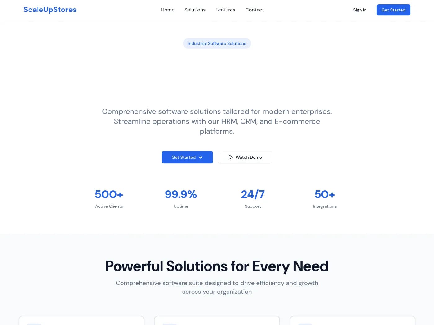 ScaleUpStores Business Solutions Website