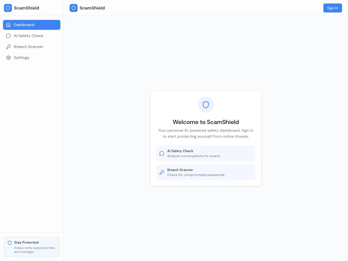 ScamShield: AI-Powered Online Safety Dashboard