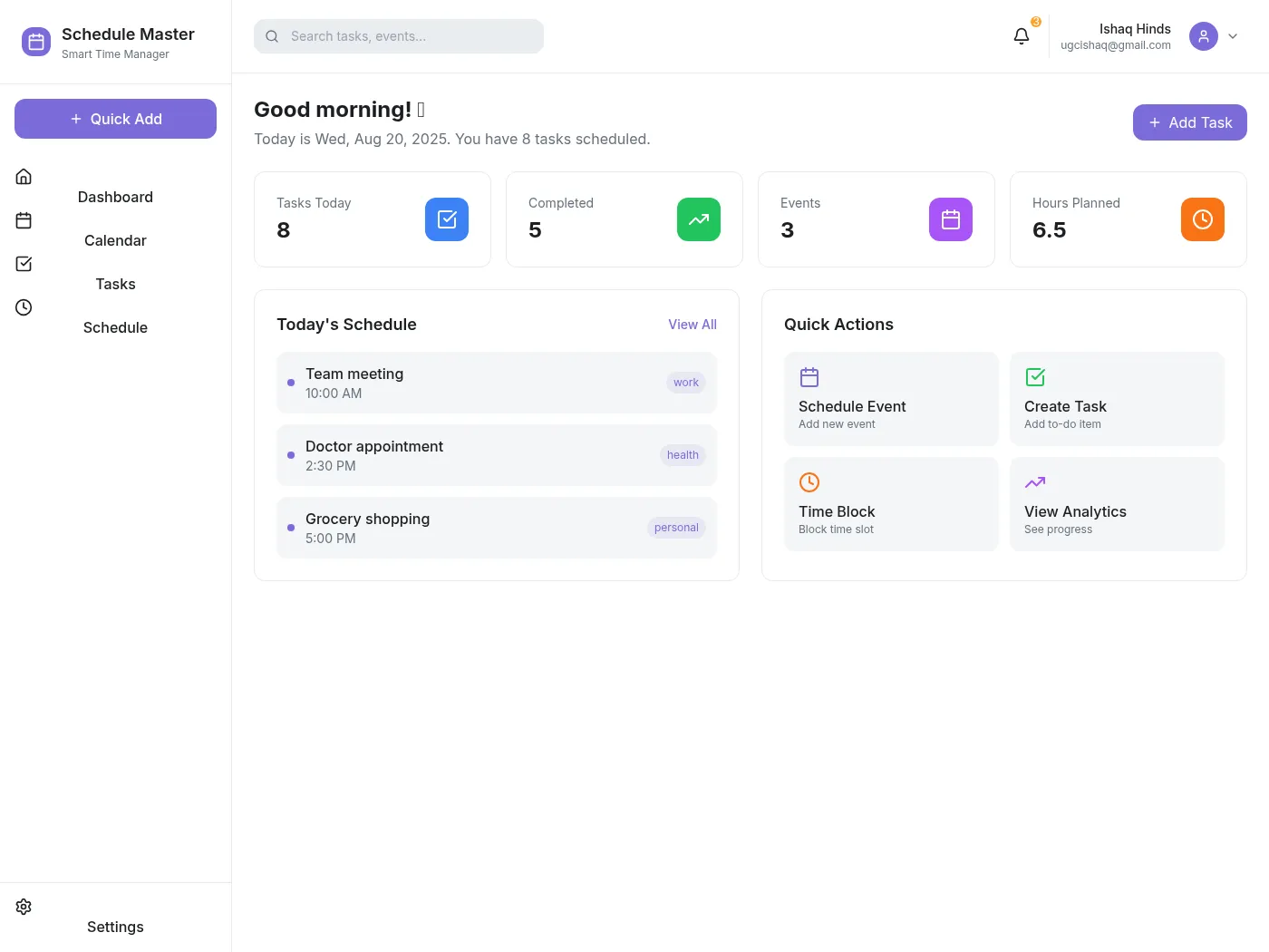 Schedule Master: Smart Time & Task Manager