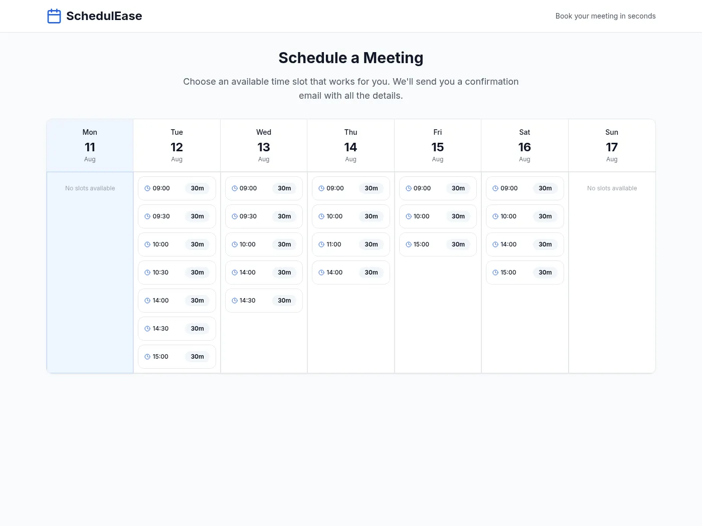 SchedulEase: Modern Calendly-Style Scheduler