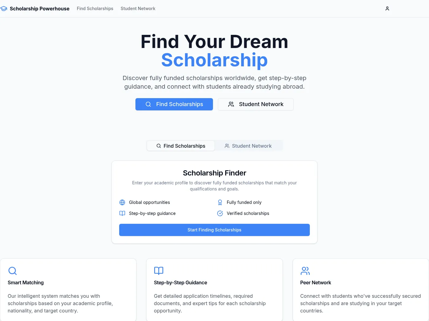 Scholarship Powerhouse: Global Scholarship Finder, Application Planner & Student Network