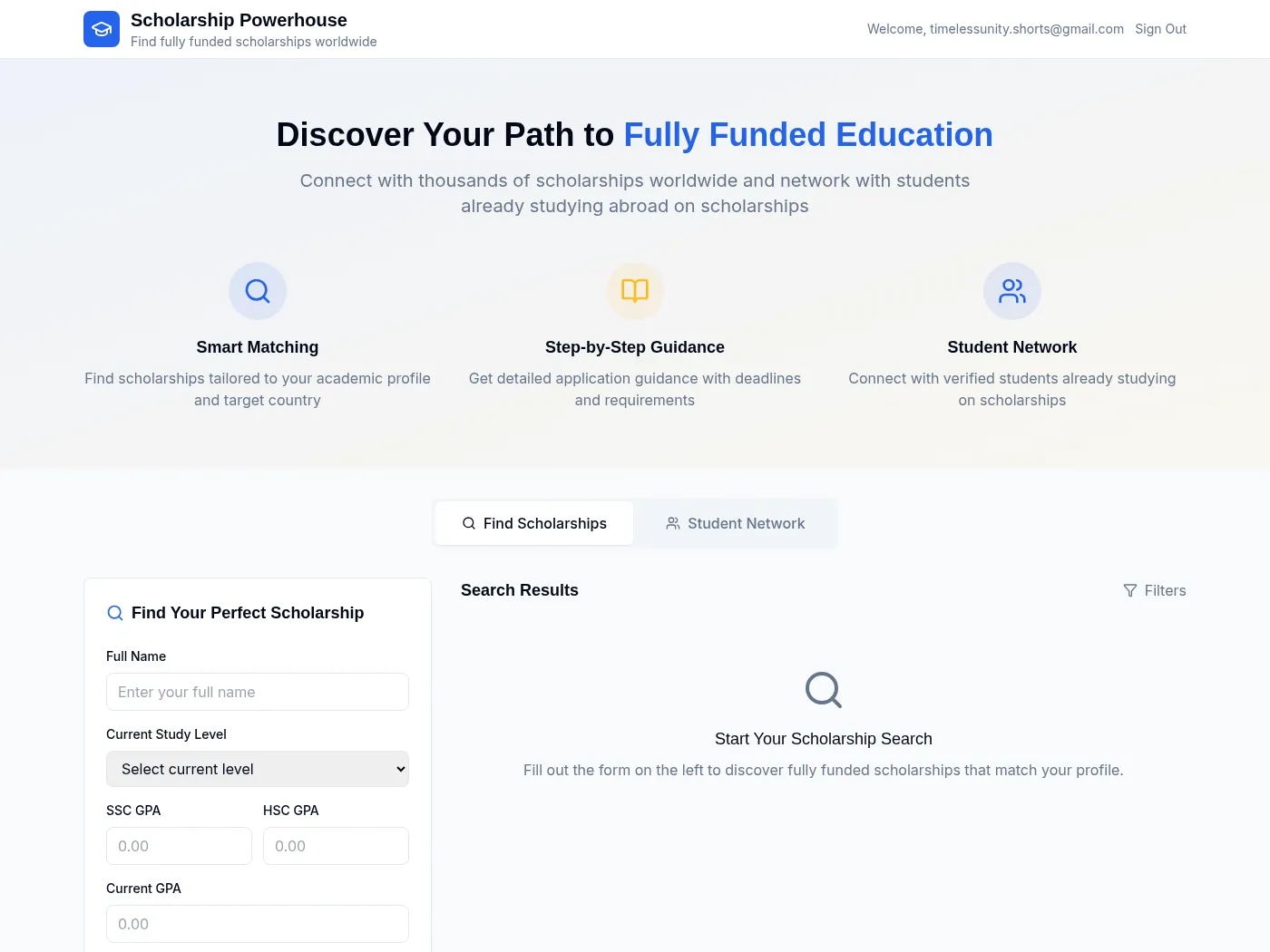 Scholarship Powerhouse: Global Scholarship Finder & Student Network