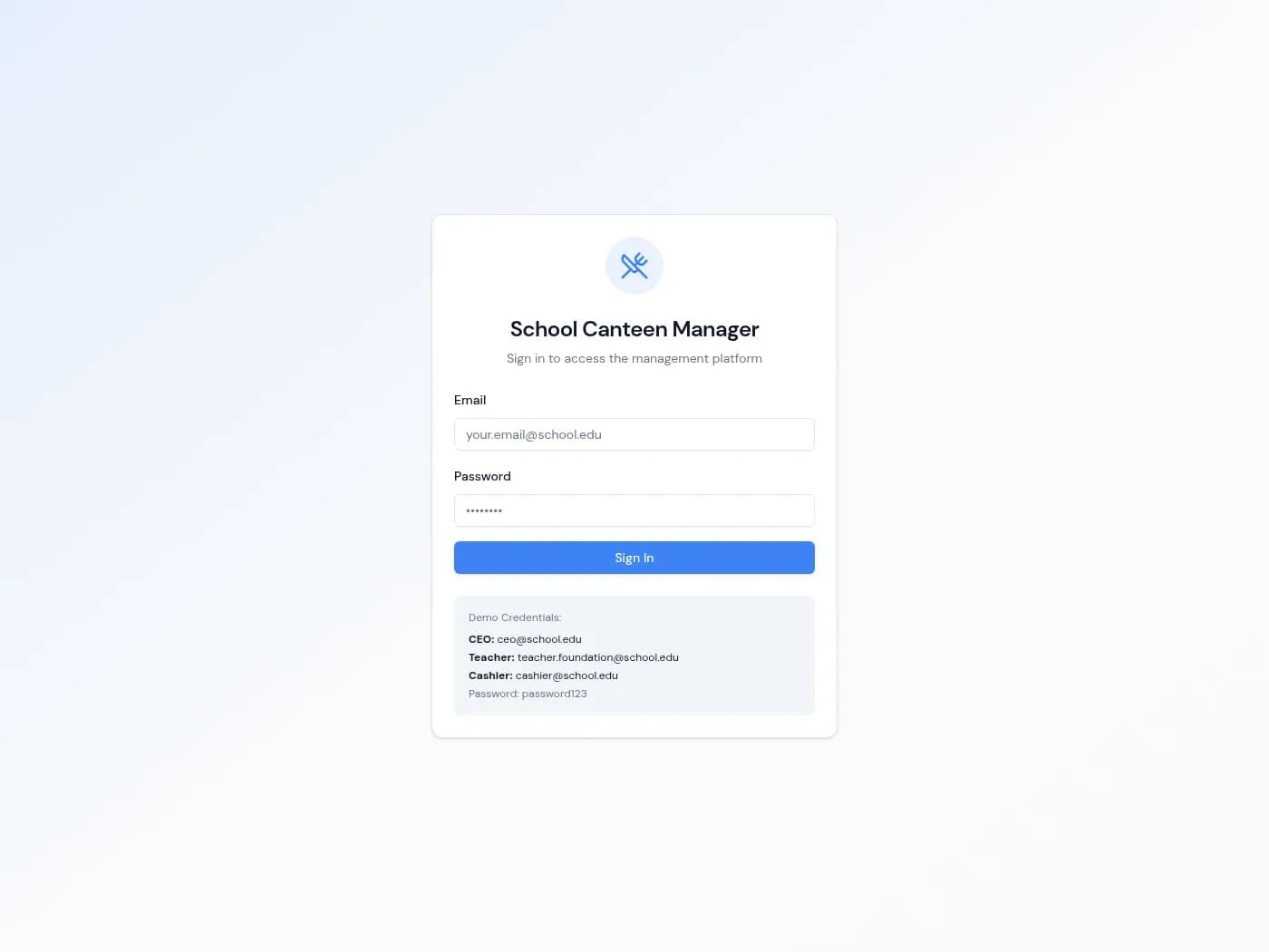 School Canteen Management & Auditing Platform