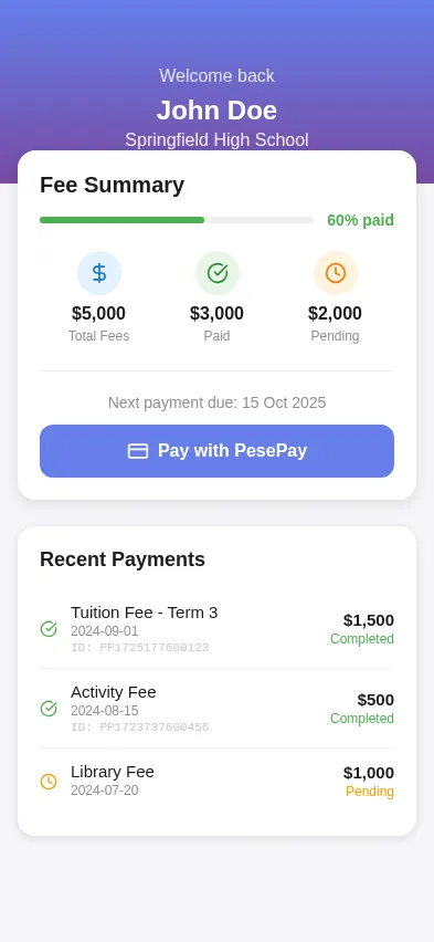 School Fees Mobile App