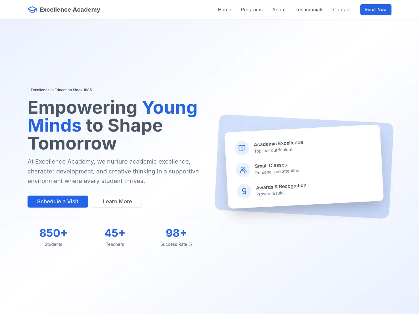 Modern School Landing Page