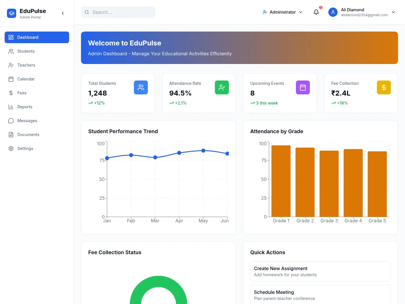 EduPulse - All-In-One School Management Dashboard