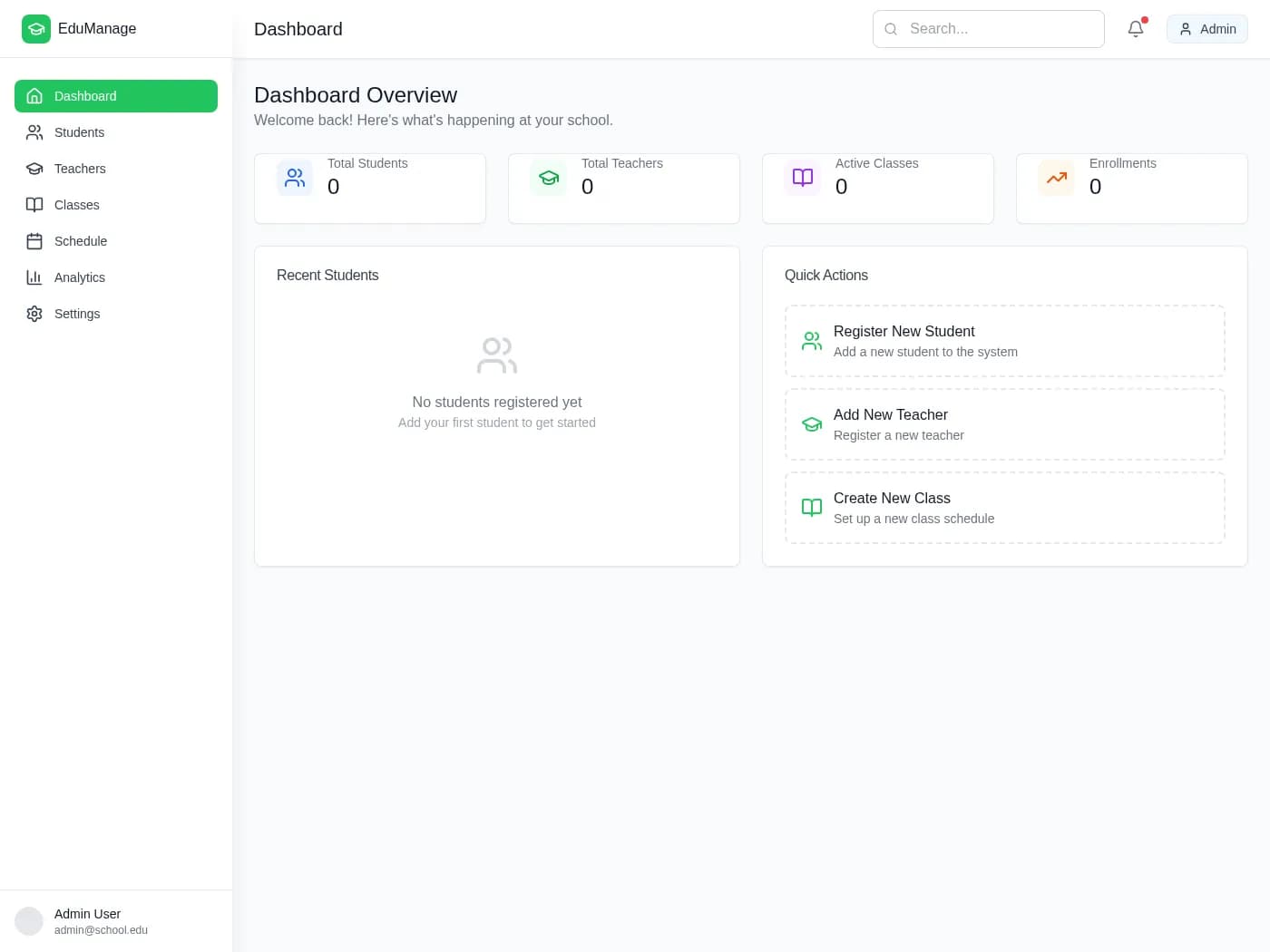 Smart School Management Dashboard