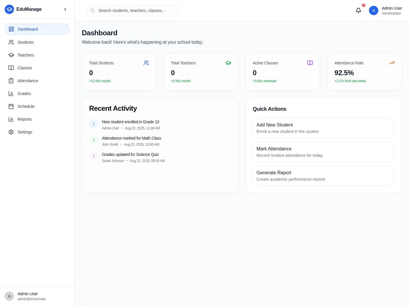 Comprehensive School Management System