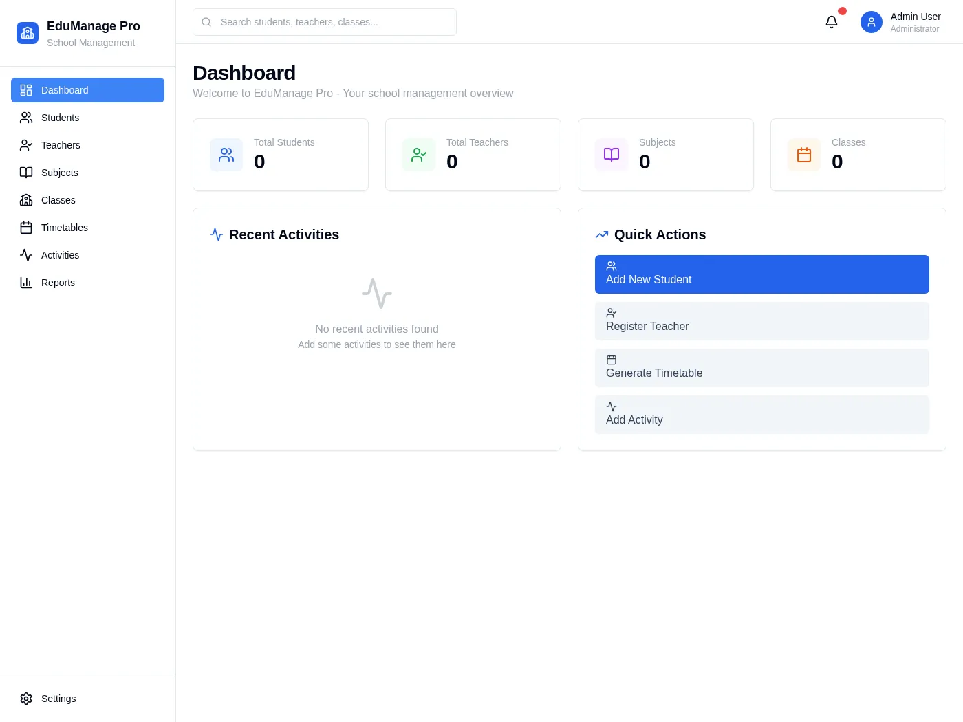 School Management & Timetable Automation System