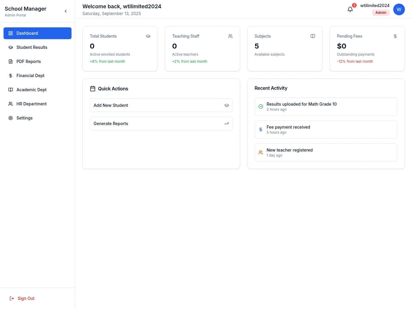 Comprehensive School Management Web App