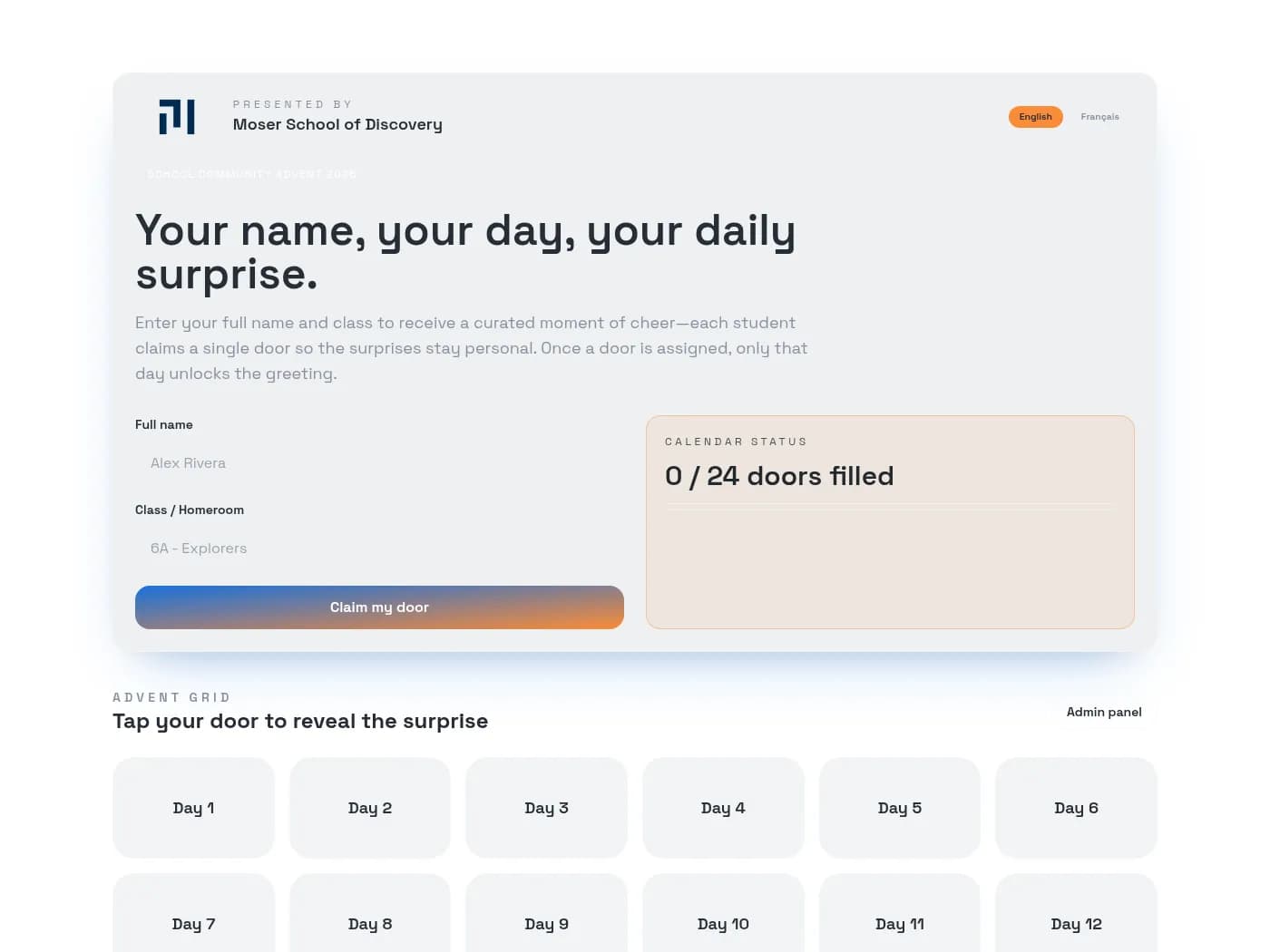 Interactive School Online Advent Calendar