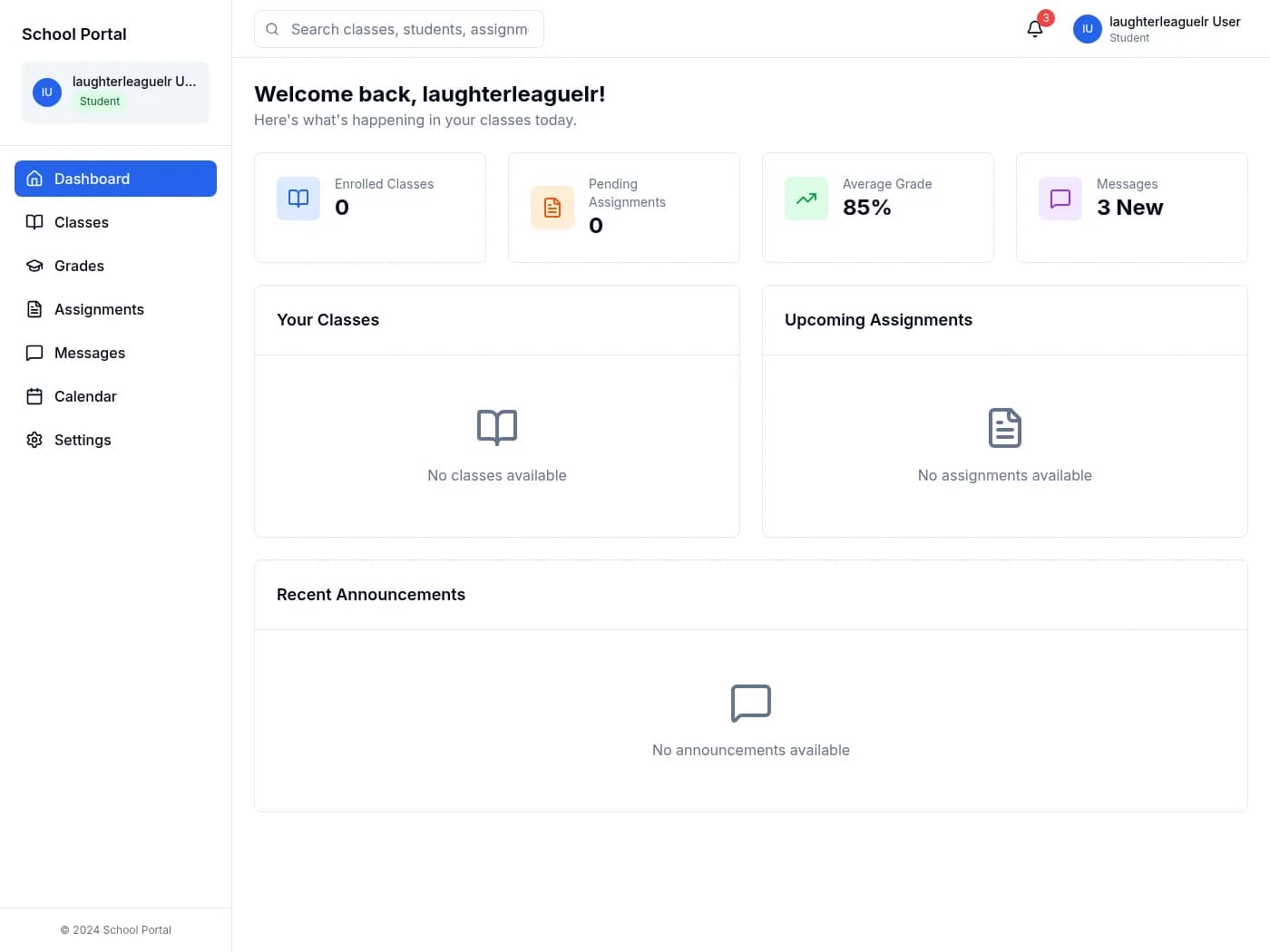 School Portal Dashboard