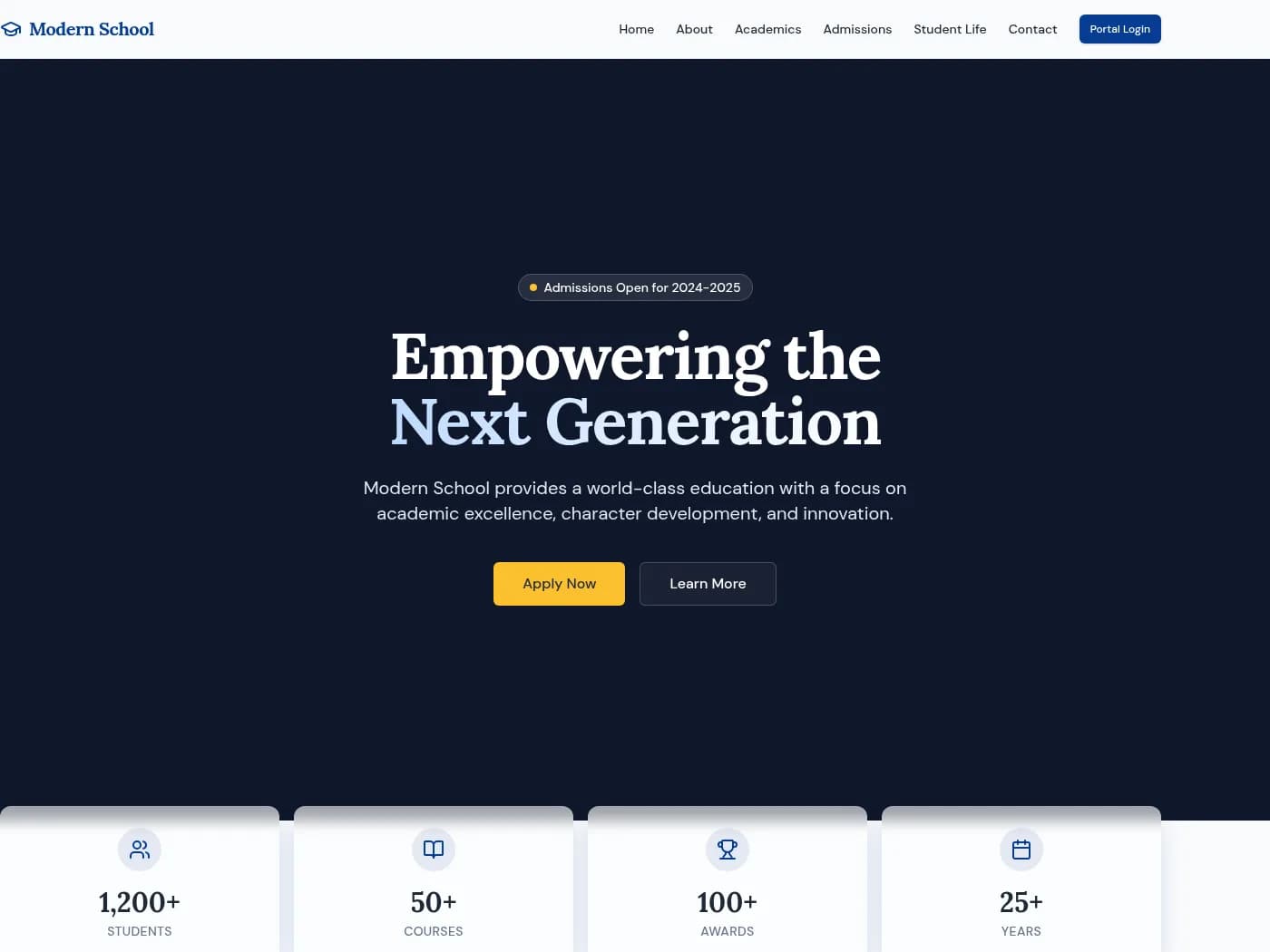 Modern School Website Portal