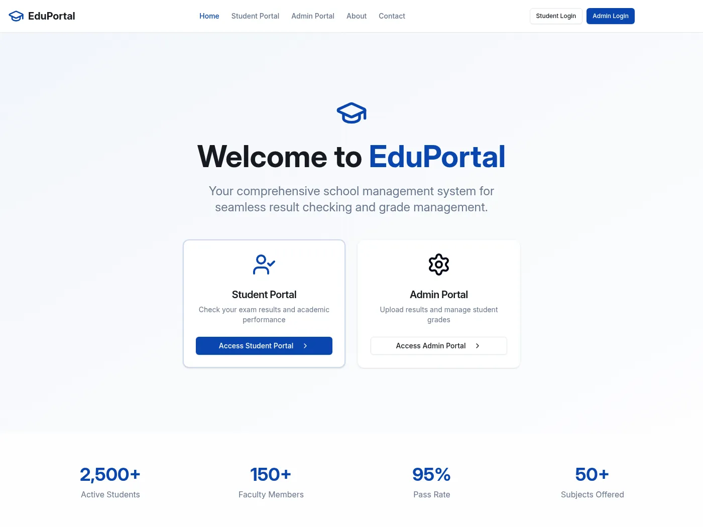 School Website with Student and Admin Results Portal