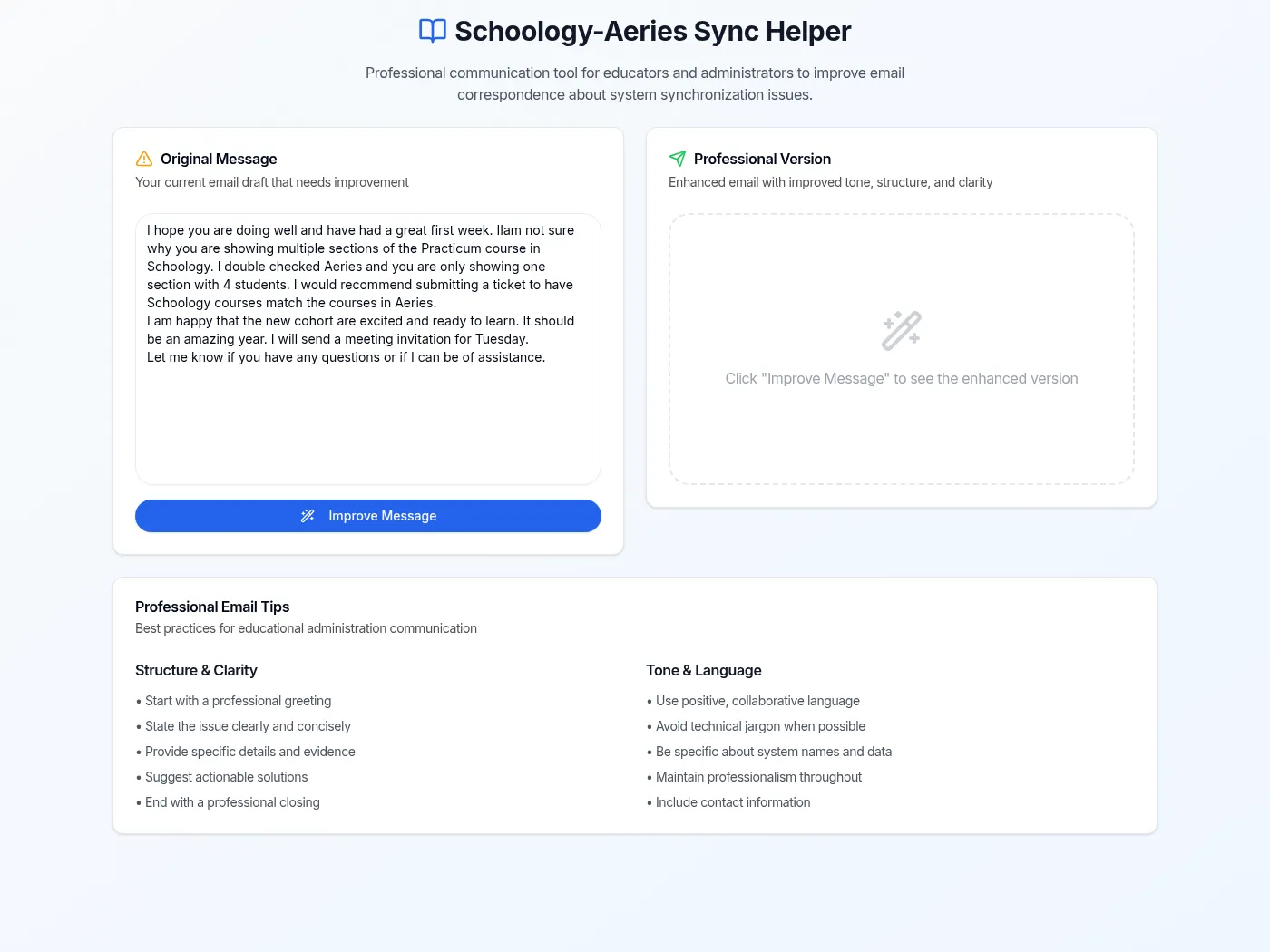 Schoology-Aeries Course Sync Helper