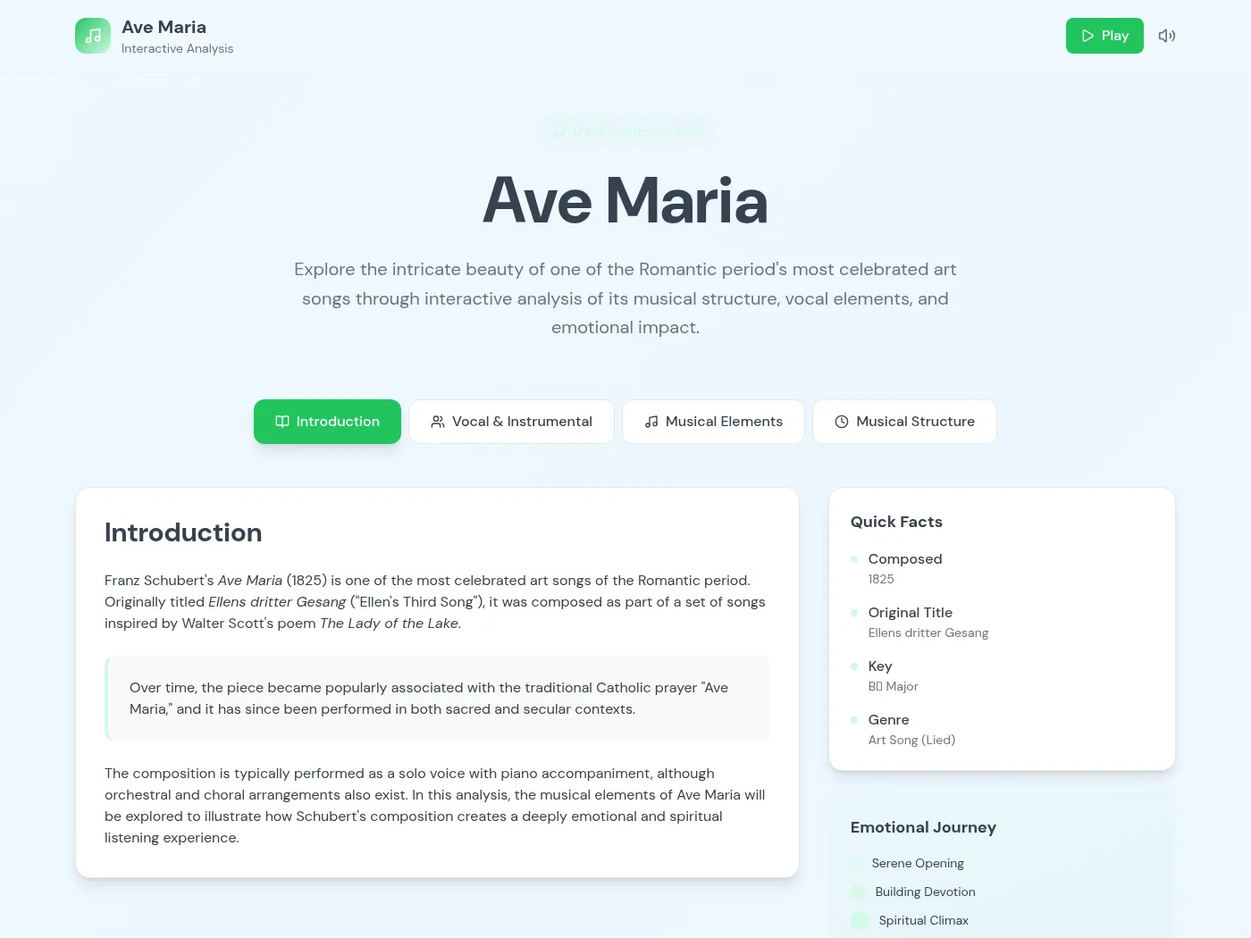 Schubert’s Ave Maria Interactive Musical Analysis