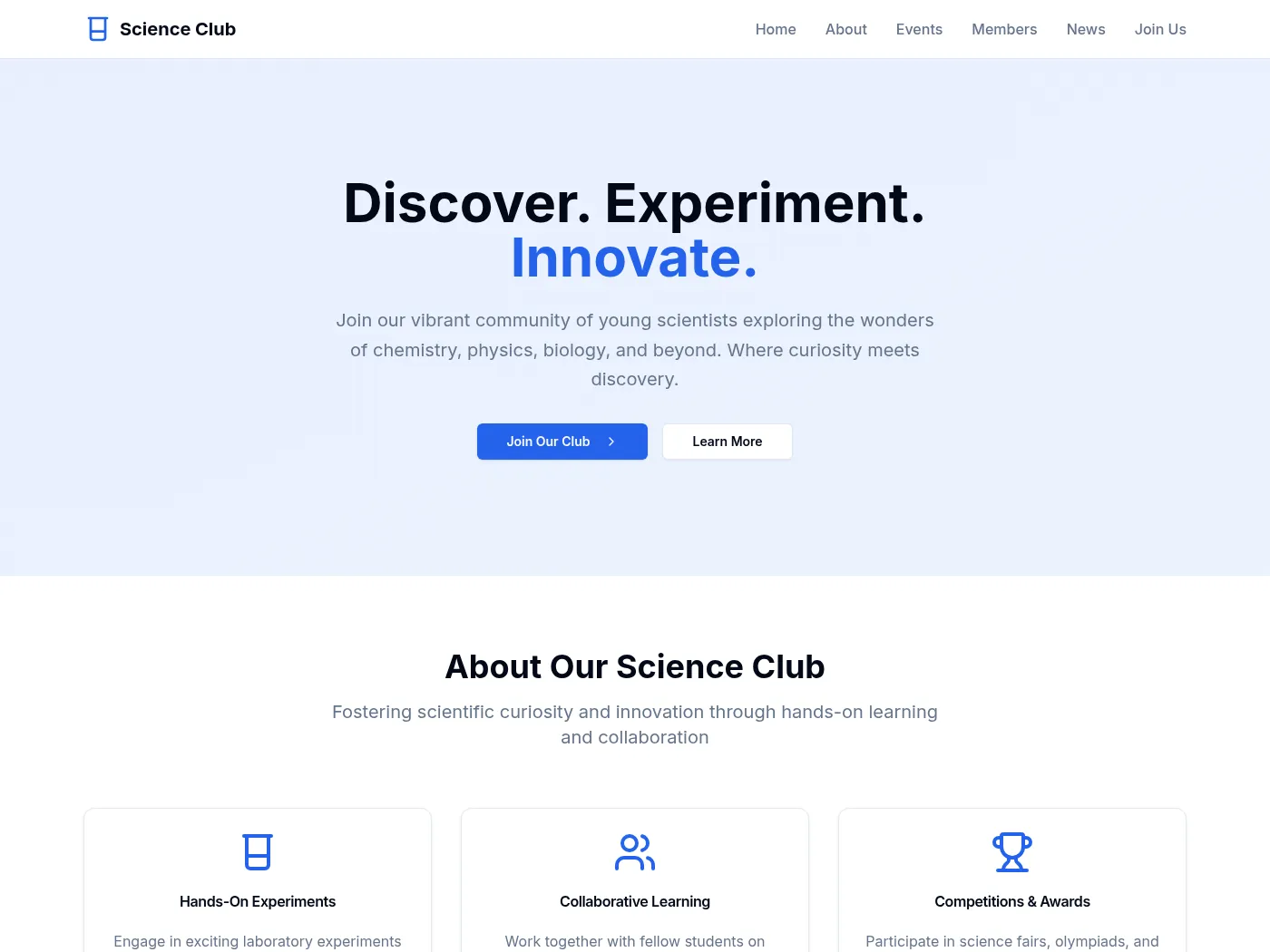 School Science Club Website