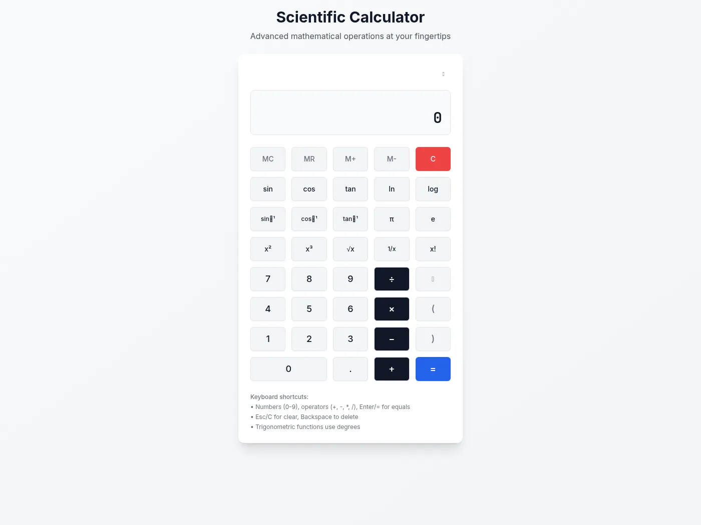 Scientific Calculator Web App