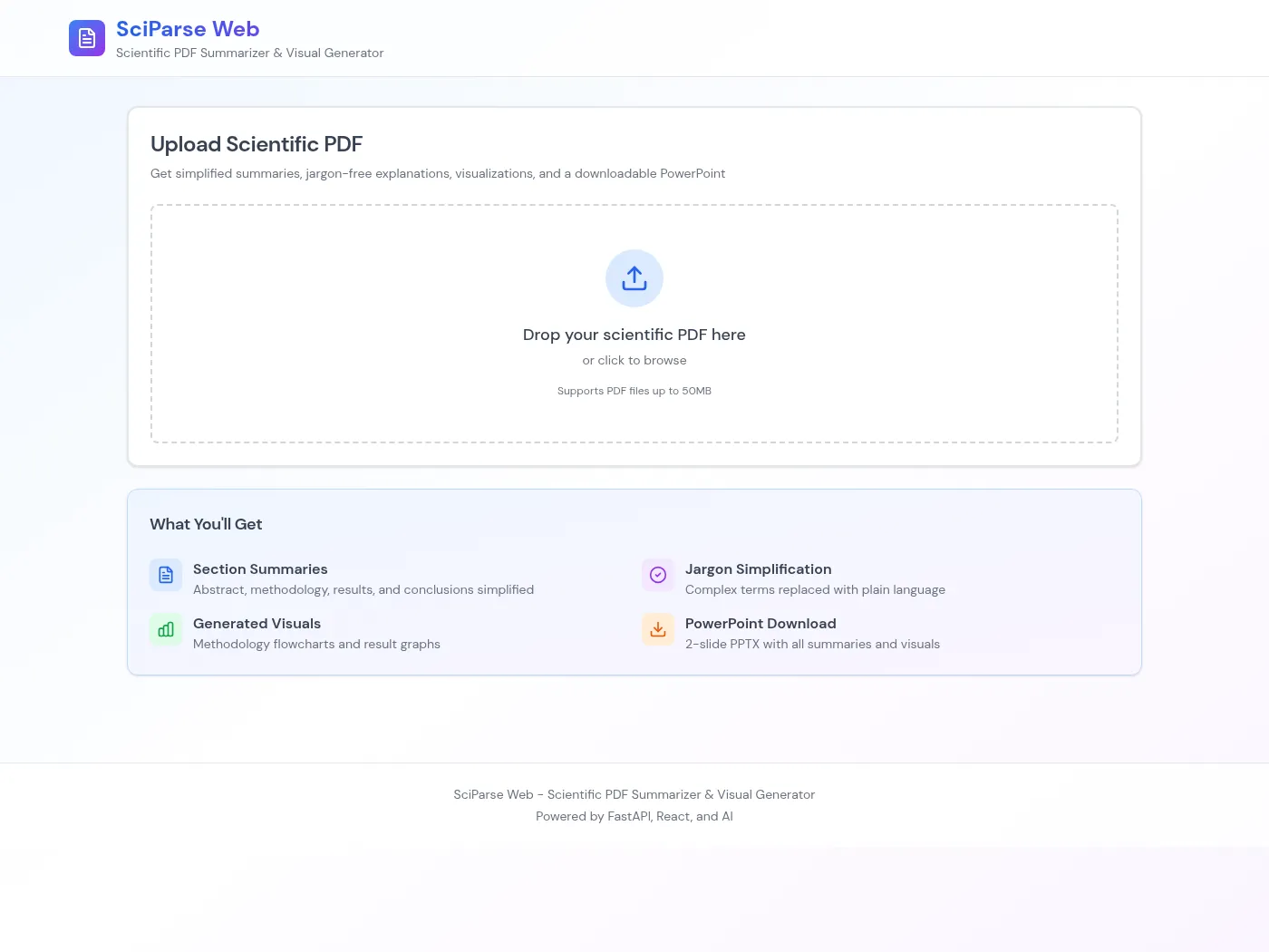 SciParse Web – Scientific PDF Summarizer & Visual Generator