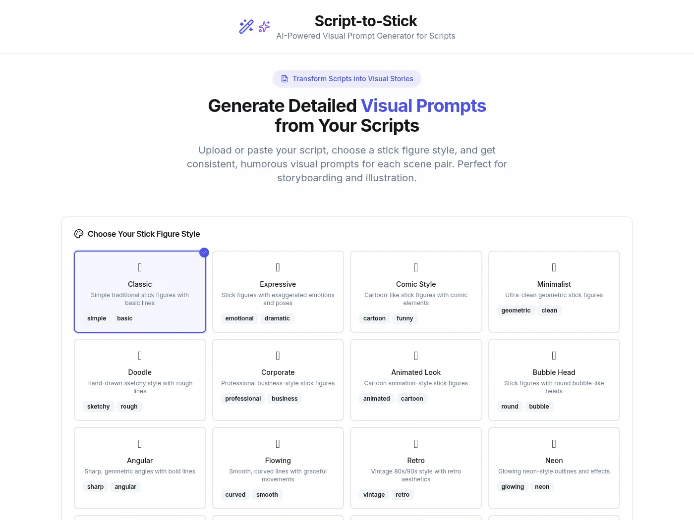 Script-to-Stick: AI-Powered Visual Prompt Generator for Scripts