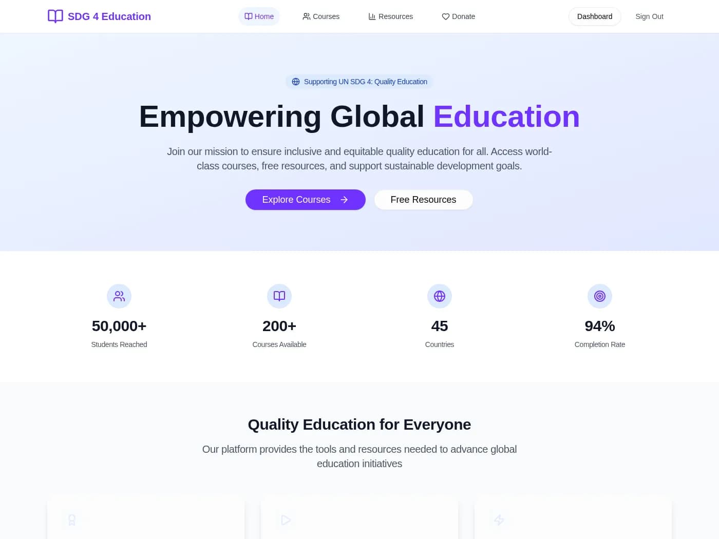 SDG 4 Education Platform with Integrated Payments