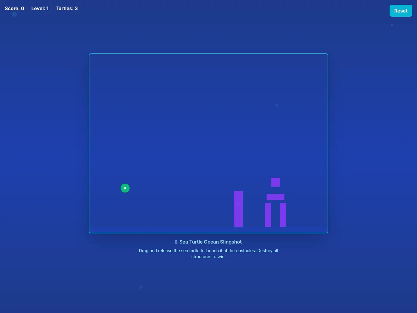 Sea Turtle Ocean Slingshot Game