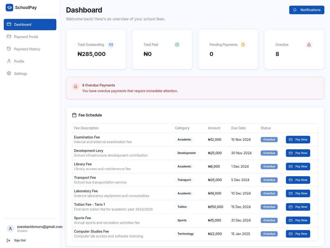 Seamless School Fee Payment Portal